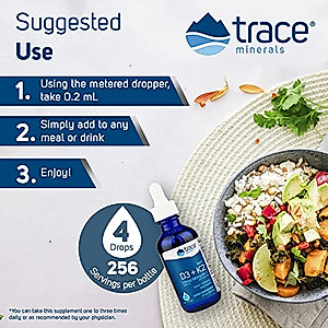Trace Minerals | Liquid Ionic Vitamin D3 + K2 | 125 mcg (5,000 IU) D3, 100 mcg K2 | Concentrated Dietary Supplement | Support Strong Bones, Teeth, Heart Health, and Immunity | 2 fl oz. 296 Servings