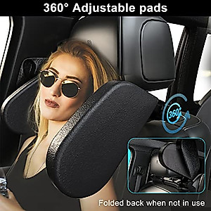 Heapany Car Headrest Pillow, Roadpal Adjustable Sleeping Headrest for Car Seat, Head Neck Support Rest Pillows for Kids Adults Travel-Black