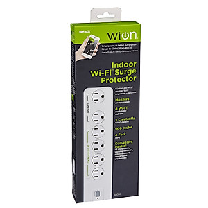 WiOn 50051 Indoor Wi-Fi Smart Surge Protector, 6 Grounded Outlets