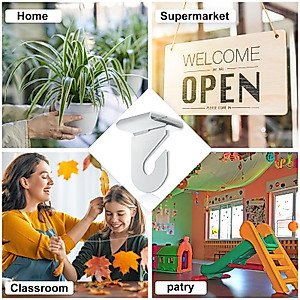 Vicenpal 100 Pair Drop Ceiling Hooks Bulk for Classrooms Hanging, Metal Suspended Track Tile Hooks Aluminum White Heavy Duty T Bar Clips, Hold up to 20 Lbs for School Offices Plants Decorations