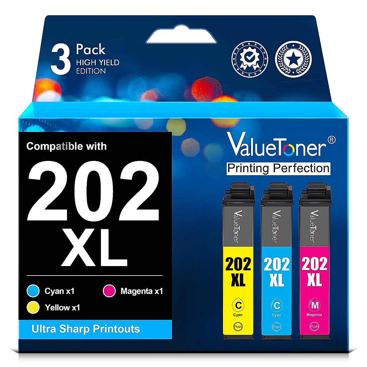 Valuetoner Remanufactured Ink Cartridges Replacement for Epson 202XL 202 XL to use with Workforce WF-2860 Expression Home XP-5100 (1 Cyan, 1 Magenta, 1 Yellow)