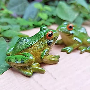 2 Pcs Frog Statues Miniature Simulation Small Animal Resin Sculpture Patio Lawn Yard Terrace Micro Landscape Fairy Garden Fish Tank Accessories Indoor and Outdoor Mini Decorative Ornaments (frog)