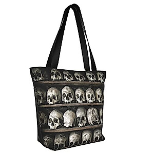 Skulls Head Bones Death Skull Women's Shoulder Handbag Portable Tote Bag Storage Handle Bag