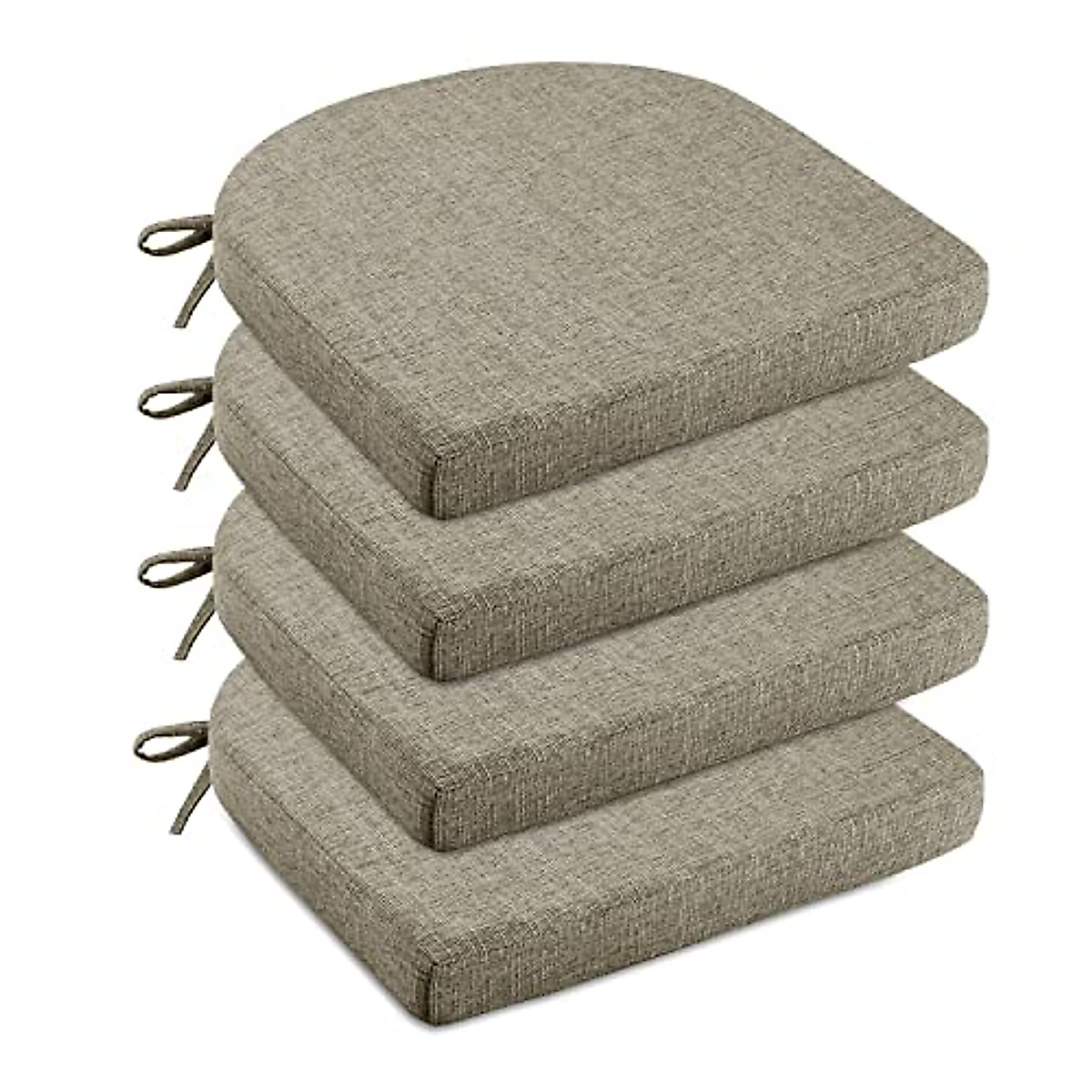 LOVTEX Chair Cushions for Dining Chairs 4 Pack - Memory Foam Chair Pads with Ties and Non-Slip Backing - Seat Cushion for Kitchen Chair 16"X16"X2", Khaki