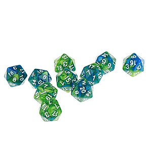 MonkeyJack 10pcs 20 Sided Dice D20 Polyhedral Dice for Dungeons and Dragons Game Role Playing Game Green Purple