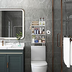 MUUBOOX Over The Toilet Storage,3-Tier Over-The-Toilet Space Saver Organizer Rack,Multifunctional Toilet Rack,No Drilling Space Saver with Wall Mounting Design(White)