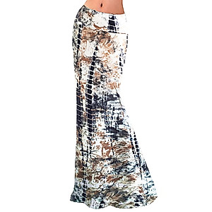 Women Fashion Summer Printed High Waisted Beach Maxi Skirts Long Skirt(Landscape Painting), M