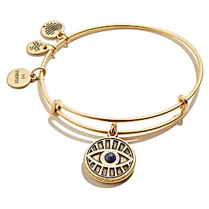 Alex and Ani Path of Symbols Expandable Bangle for Women, Evil Eye and Sodalite Charm, Rafaelian Gold Finish, 2 to 3.5 in
