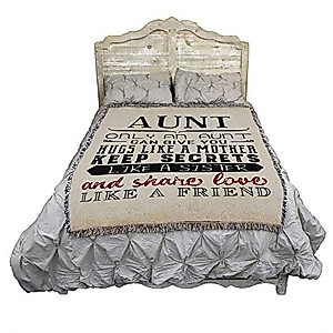 Only an Aunt Can Give You Hugs Like a Mother Blanket - Gift Tapestry Throw Woven from Cotton - Made in The USA (72x54)