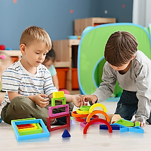 TOY Life Wooden Rainbow Stacking Toy, 27 Pcs Stacking Toy Wooden Rainbow Stacker Baby Toys 6 to 12 Months Montessori Rainbow Stacking Game Baby Toys 12-18 Months Nesting Blocks Puzzle Educational Toys