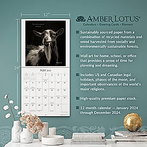 I Am Goat 2024 Wall Calendar: Animal Portrait Photography by Kevin Horan and Wisdom From Nature's Philosophers | 12" x 24" Open | Amber Lotus Publishing