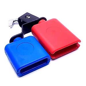 TUOREN Jam Block Musical Percussion Instrument Plastic Latin Drum Instrument Dual Mounted Bell (Red-Blue)