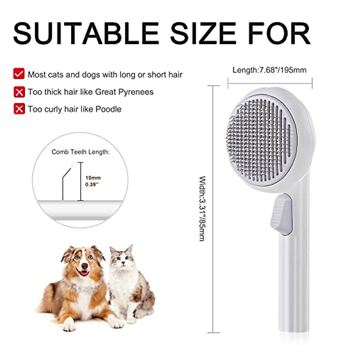 Pet Pumpkin Brush,Cat Brushes for Indoor Cat,Cat Hair Brush for Shedding,Cat Comb for Long or Short Haired Cat Massage Removes Mats,Pet Self Cleaning Slicker Brush for Dog Cat Pet Grooming Brush