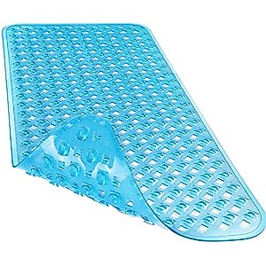 Yimobra Original Bathtub Mat Non Slip, Bath Mats for Tub, Shower Mat with Drain Holes Suction Cups, Machine Washable, BPA, Latex,Phthalate Free, 34.5 x 15.5 Inches, Clean Blue
