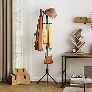 Hoctieon Coat Rack Freestanding, Heavy Duty Coat Hanger Stand with 12 Hooks, Entryway Hall Tree, Floor Standing Coat Rack, Coat Rack Stand, Clothes Rack, Coat Tree, Black