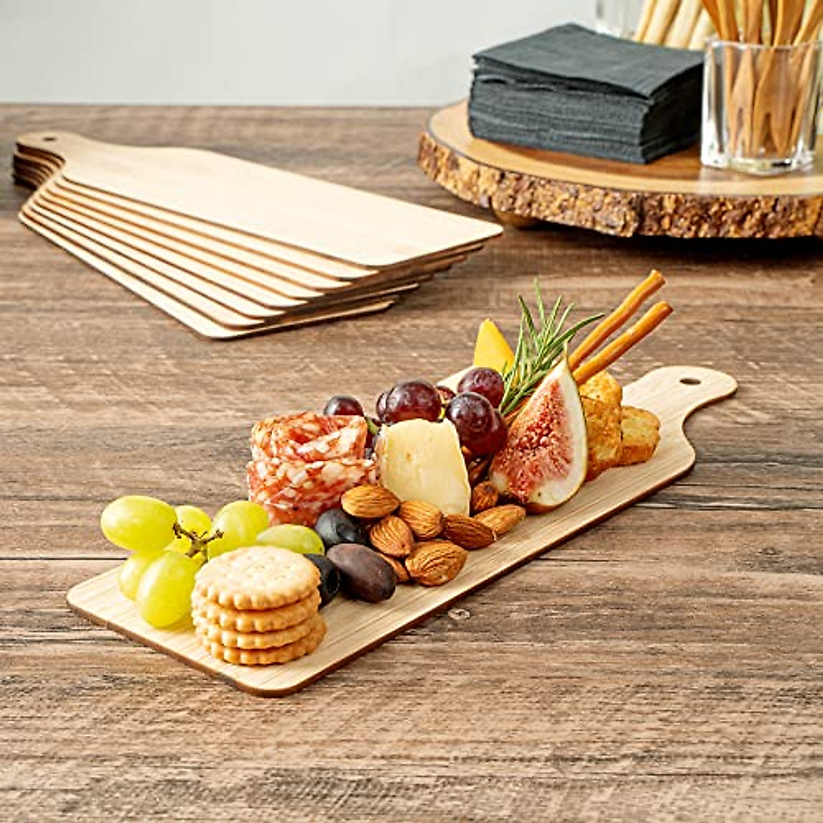 Restaurantware Nature Tek Bamboo Disposable Cheese/Charcuterie Board - 11 3/4" x 3 1/2" - 2 count box