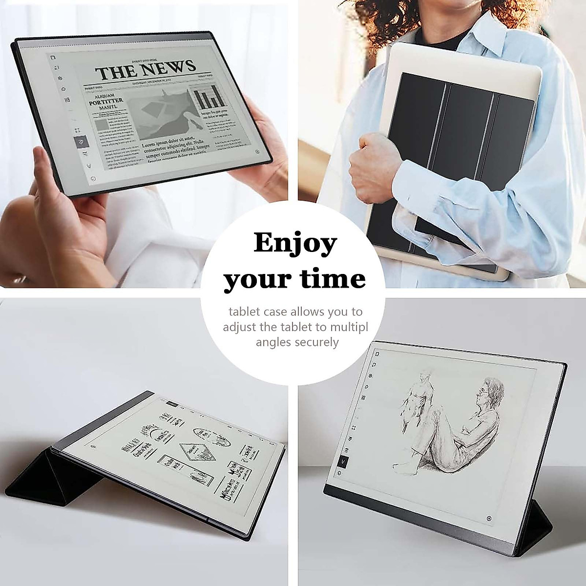 Replacement for Remarkable 2 Tablet Case Magnetic Case Cover for Remarkable 2 Digital Paper with Pencil Holder (Black)