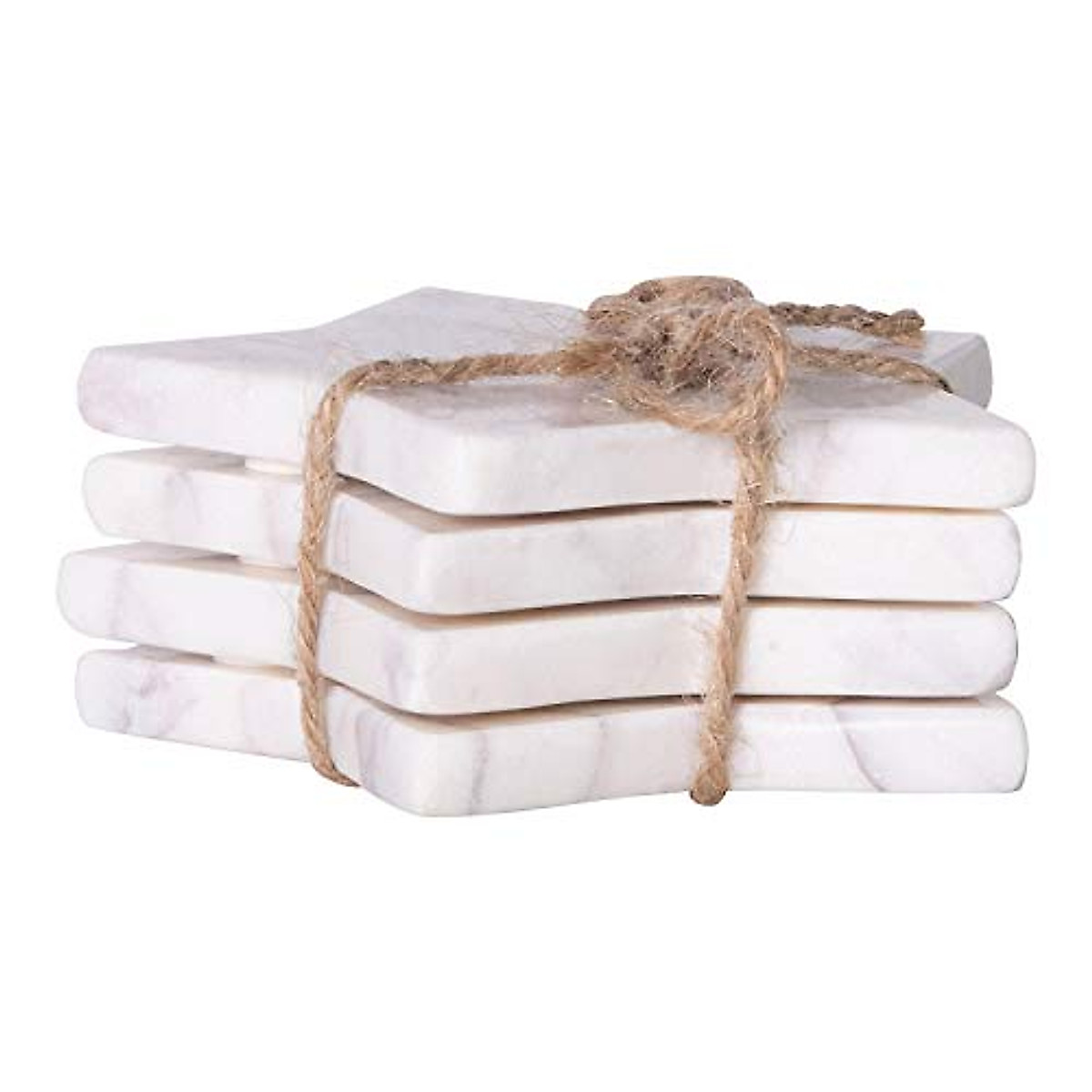 Creative Co-Op Marble Star Shaped (Set of 4) Coasters, White