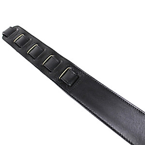 Walker And Williams KB-31 Skinny Series 2" Wide Flat Black Premium Grain Leather Padded Guitar Strap With Hand Tooled Red And Gold Phoenix Design