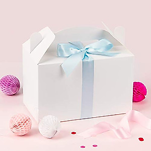 LaRibbons 12 Pack Treat Gift Boxes - 9.5 x 5 x 5 inches White Paper Box Recycled Kraft Gift Box with Stickers, Perfect for Birthday, Party, Wedding