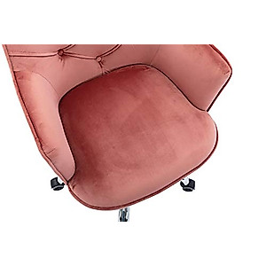 Recaceik Velvet Home Office Chair, Modern Design Velvet Desk Chair with 360 Degree Castor Wheels for Living Room/Bedroom/Office (Pink)