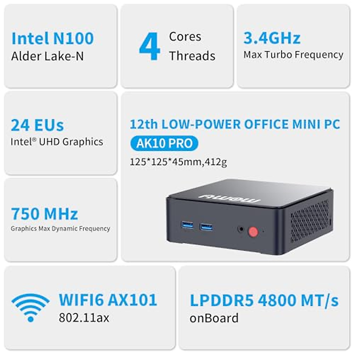 Mini PC J4105 128GB SSD Windows 11 Pro Mini Desktop Computer 8GB DDR4, 2*HDMI2.0 4K@60Hz, Dual-Band WiFi, USB3.0 * 4,USB2.0 * 1, Gigabit Ethernet, BT, AL34 Micro PC