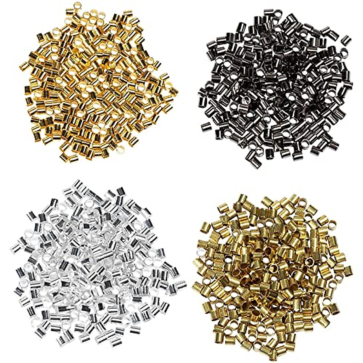 Crimping Beads for Jewelry Making, 2x2 mm Crimp Tube Spacers (1000 Pack)