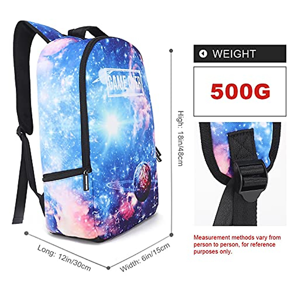wscszs School Backpack Teenager Middle Book Bag for Boys and Girls (Universe)
