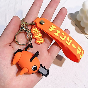 Chainsaw Keychain Figure Pochita Key Ring Fashion Anime Backpack Pendant for Women Men Gifts Jewelry Accessories