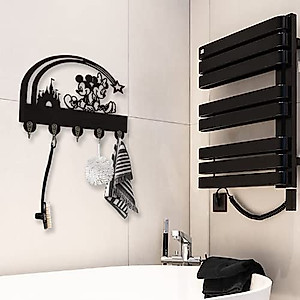 SANDIKSHA Cartoon Key Holder, Animation Style Wall Mount Organizer Wooden Key Rack with 5 Key Hooks, Rustic Home Wall Mounted Key Hangers Decor for Entryway Door Bathroom Kitchen，Gifts for Children