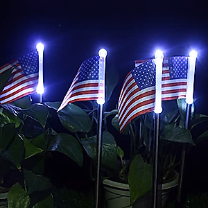 Epicgadget Solar Lights Outdoor, Outdoor Led Pathway Landscape Solar Lights Solar Powered Garden Lights American Flag Shaped Decor Stake Lights for Yard Patio Walkway Pathway (2 Pieces)