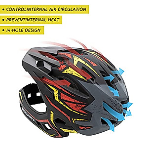 EULANT Kids Full Face Helmet with Chin Guard, Lightweight Kids Bike Helmet, Toddler Cycling Helmet for MTB BMX Skating Scooter, Child Bicycle Helmets,