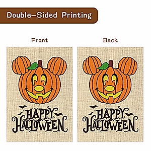 D1resion 12Pcs Seasonal Garden Flag Set Cartoon Mouse Burlap Yard Flags Double Sided Print House Flag Outdoor Holiday Decorations for Autumn Halloween Thanksgiving Christmas New Year 12.4 X 18.1 In