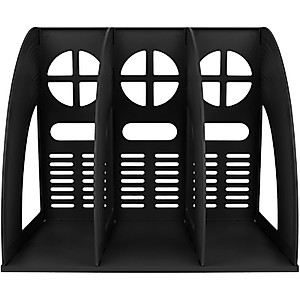 SAYEEC Magazine Holder Sturdy Binder Holder Desk File Sorter Plastic File Folder Organizer Stand Book Shelf Dividers Vertical Storage Rack Desktop Bookshelf Display Box for Office School Home (Black)