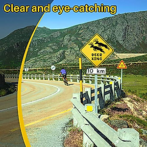 Therwen 2 Pcs Deer Xing Crossing Sign 12 x 12 Inch Animal Deer Road Sign Aluminum Reflective Black on Yellow Metal Sign Weatherproof Rust Fade Resistant Easy Mounting for Outdoor Use