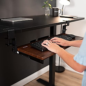 VIVO Height Adjustable Clamp and 12 inch Rail Set for DIY Custom Wooden Keyboard Trays (Tray Not Included), Under Desk Pull Out Slider Track with C-clamp Mount System, Black, MOUNT-RAIL02H