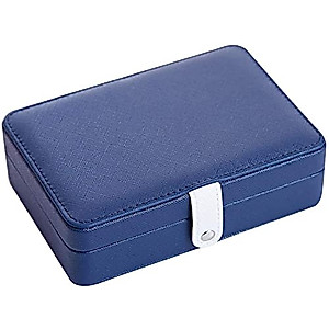 ZZYINH AN207 American Style Portable Pu Fresh Simple Ear Stud Jewlery Box Small Earrings Ring Multi-Functional Jewelry Box Small Jewelry (Color : Blue2)