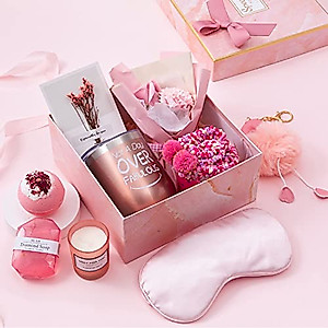 Birthday Gifts for Women,Unique Gifts Basket Ideas Happy Birthday Gifts for Her Relaxing Spa Gift Set Thinking of You Get Well Soon Gifts Box Thank You Gifts for Mom Wife Sister Friend Coworker,Pink