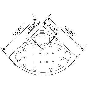 Whirlpool massage hydrotherapy Black corner bathtub hot tub 2 two person 59.05" DOLPHIN