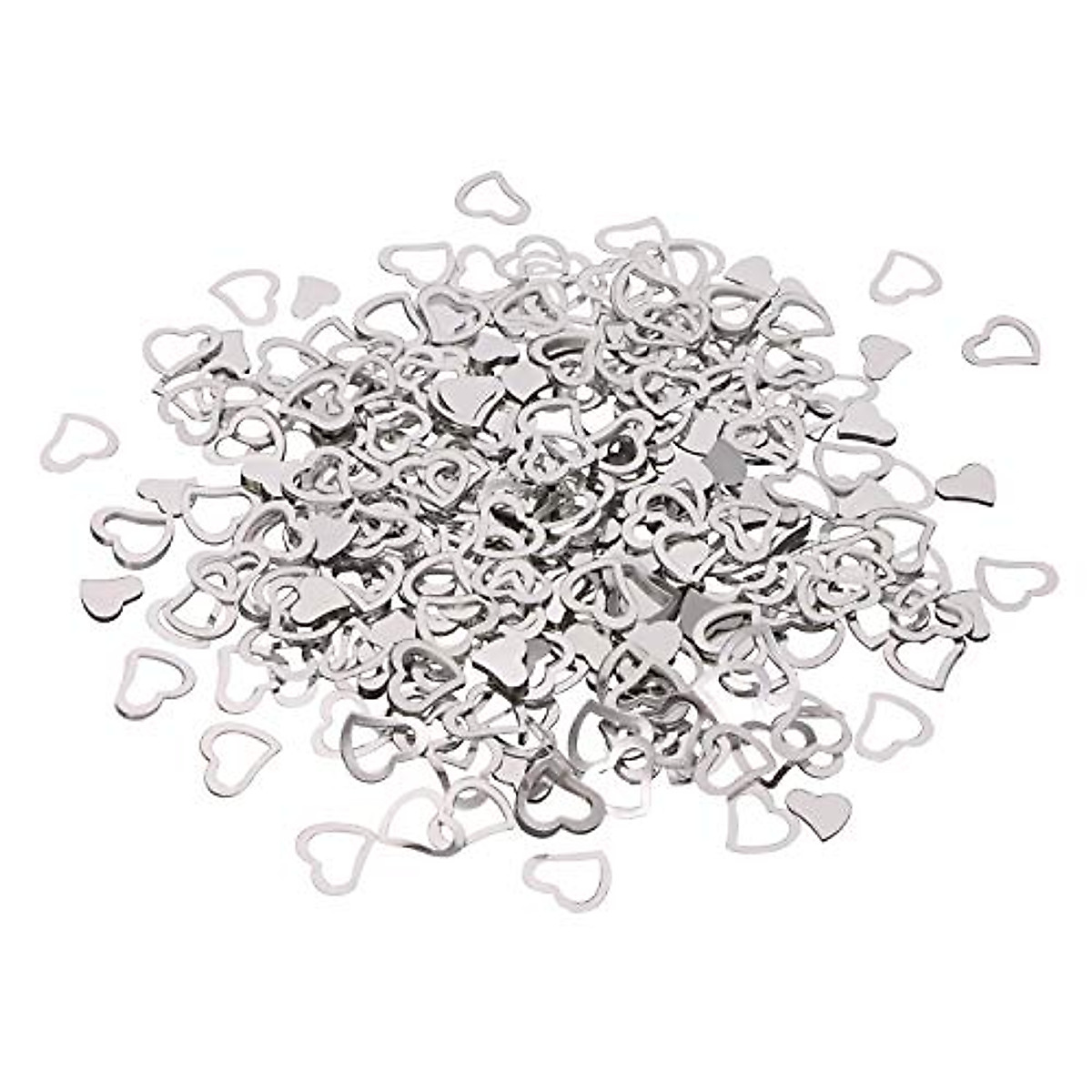 ONLYKXY 1200Pcs Love Heart Shaped Confetti, Table Wedding Decoration, Glitter Confetti for Wedding Party (Silver)