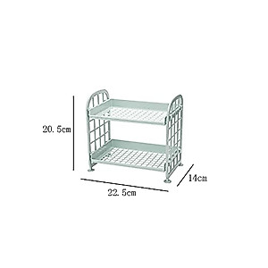 lasenersm 1 Piece Plastic Bathroom Storage Shelf 2 Layer Desktop Shelf Bathroom Countertop Organizer Cosmetic Makeup Storage Rack Home Organization Storage Shelf Holder, Green