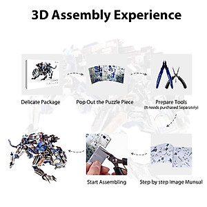 Microworld 3D Metal Puzzle, Mechanical Police Dog Model Building Kit, 3D Puzzle for Adults Challenging DIY Jigsaw Puzzle Brain Teaser Metal Arts Craft Kits Gift Toys for Teen Men