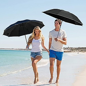 VOUUY 2-Pack Travel Umbrella, Unbreakable 10 RIBS Umbrella, Windproof Umbrellas for Rain & Sun, Automatic, Foldable Reverse Rain Umbrella for Women Men