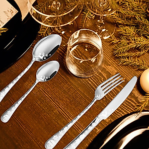 Vilihkc Christmas Style Silverware Set,20 Piece Stainless Steel Flatware Set, Kitchen Utensil Set Service for 4,Tableware Cutlery Set for Home and Restaurant,Dishwasher Safe