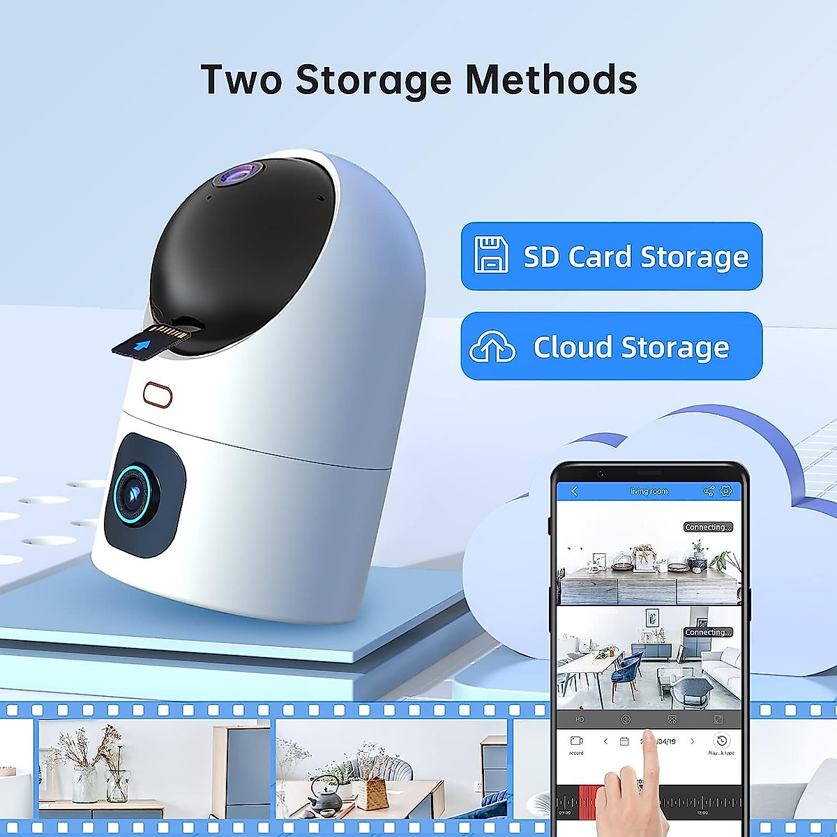 JOOAN 5G/2.4G Dual Lens Security Camera Indoor 2Kx2 PTZ Cameras for Home Security WiFi Surveillance Camera Baby Pet One Touch Call Color Night Cloud SD Card Storage 2 Way Audio Motion Detection Alert