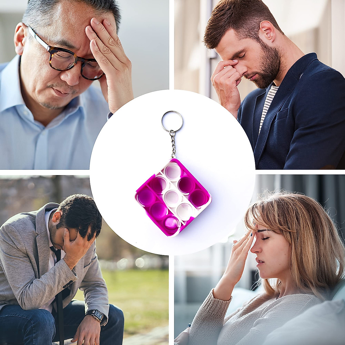 Pack of 3 Mini Pop it Keychain Fidget Toy, Stress Relief , Square Keychain Pop it, Mini pop Keychain, Anti Anxiety Toys for Kids and Adults Autism