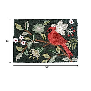 Boho Cardinals 20" x 30" Holiday Machine Washable Jellybean Accent Rug
