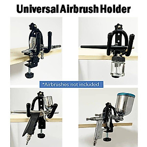 Universal Clamp-on Airbrush Holder - Hold Any Combination of Gravity-Feed, Side-Feed, Bottom-Feed and Trigger-Style airbrushes, A Must for Every Airbrush Artist - Beginner or Professional.