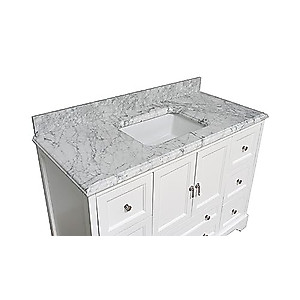 Madison 48-inch Bathroom Vanity (Carrara/White): Includes White Cabinet with Authentic Italian Carrara Marble Countertop and White Ceramic Sink