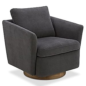 Watson & Whitely Modern Swivel Accent Chairs for Living Room/Bedroom, Small Club Arm Chairs for Small Spaces, Fabric in Dark Grey